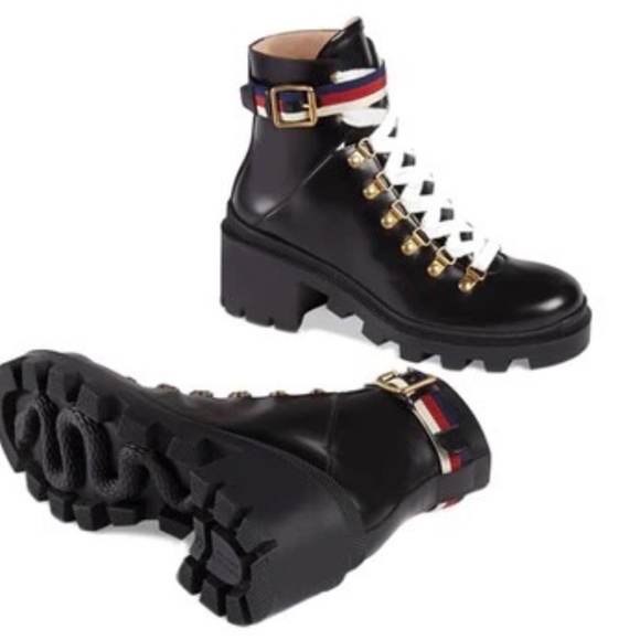 Gucci | Shoes | Gucci Sylvie Trek Lace Up Ankle Boots Shoes | Poshmark
